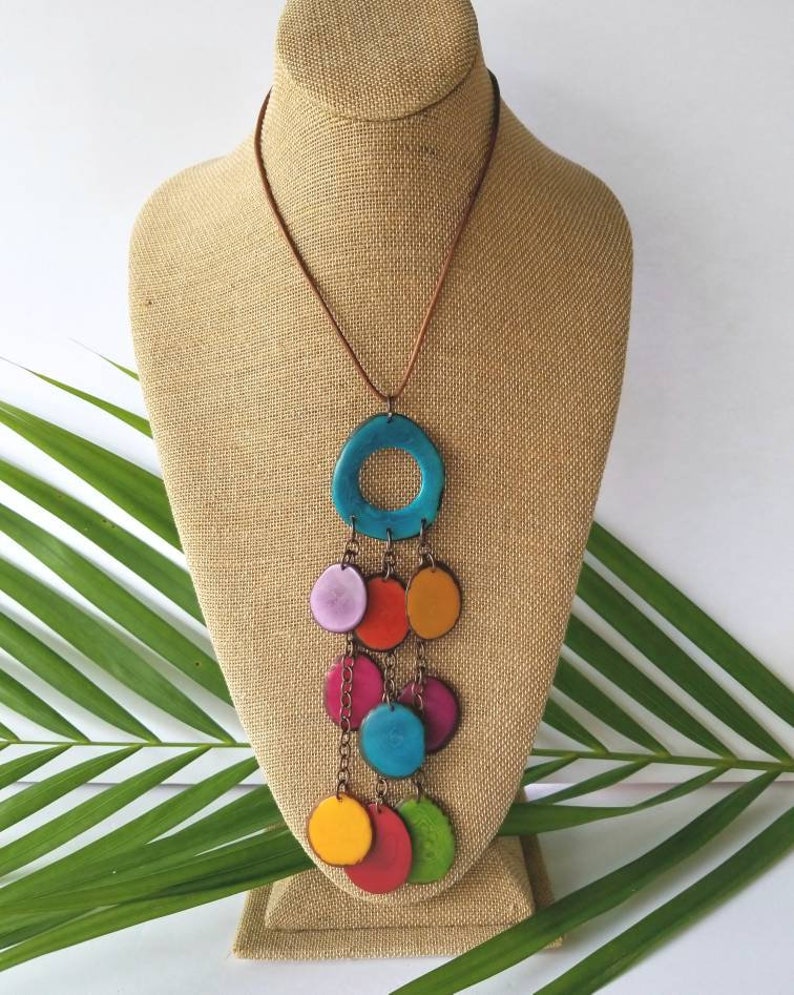 Talisman Organic Tagua Pendant Necklace in Rainbow Brights. - Etsy