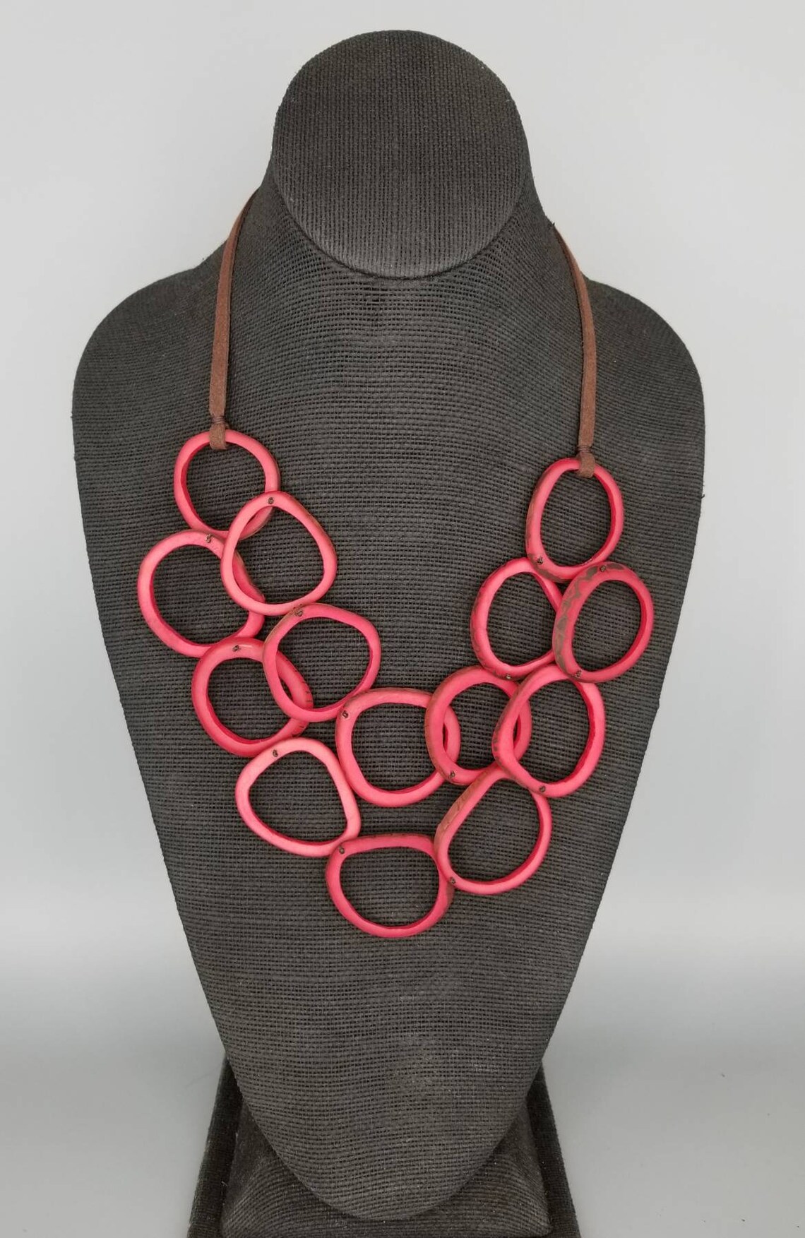 Bold Tagua Nut Statement Necklace in Red. Natural Artisan Necklace, Bib ...