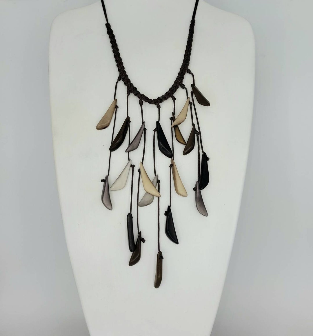 Bohemian Waterfall Necklace. Shades of Black, Brown and Gray ...