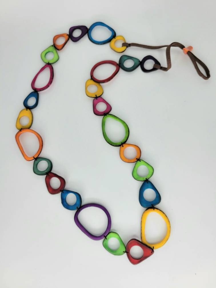 A Very Long Rainbow of Color in This Natural Tagua Nut Statement ...