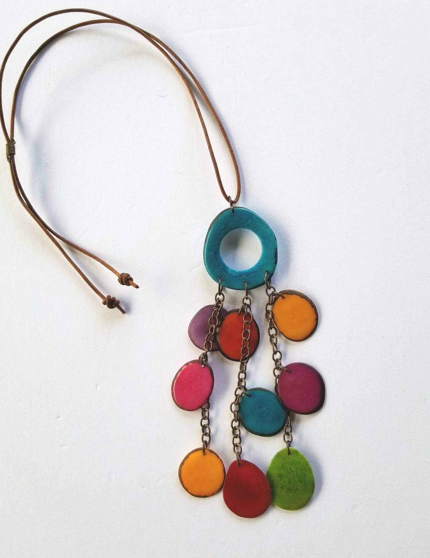 Talisman Organic Tagua Pendant Necklace in Rainbow Brights. | Etsy
