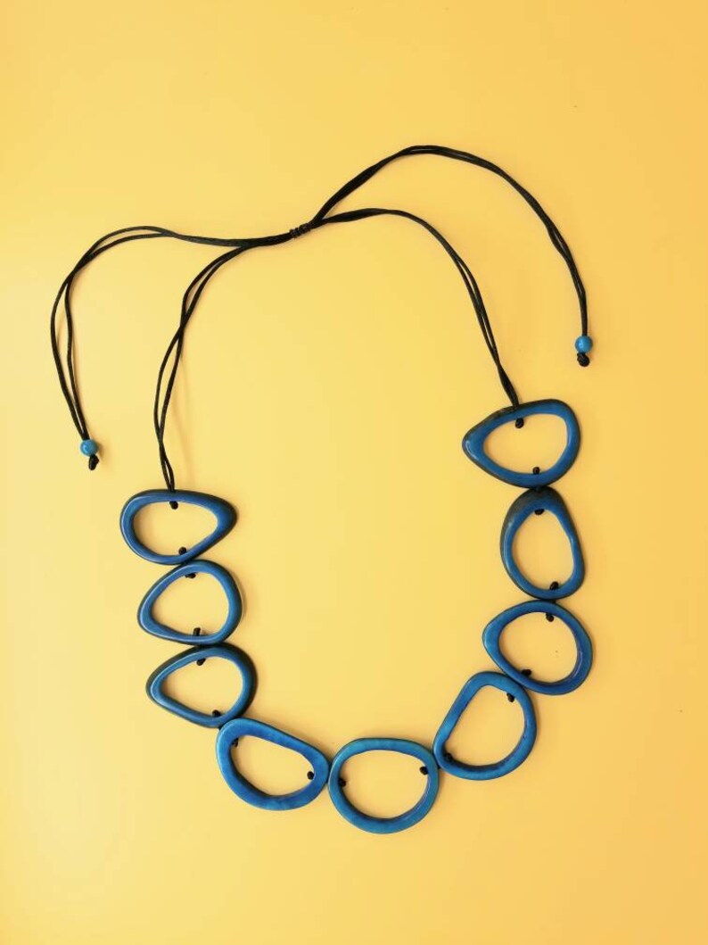 Deep Turquoise Tagua Nut. A Light and Bold Natural Tagua Necklace ...
