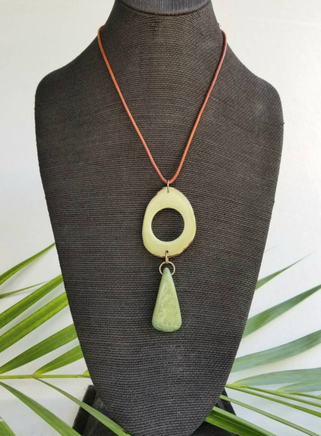 Tagua Nut Pendant. Big, Bold Pendant. Big Sage Green Pendant. Tagua Nut ...