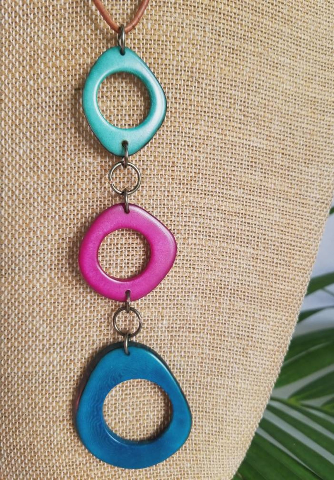 Tagua Nut Pendant. Big, Bold, Long Pendant. Turquoise Pendant. Large ...