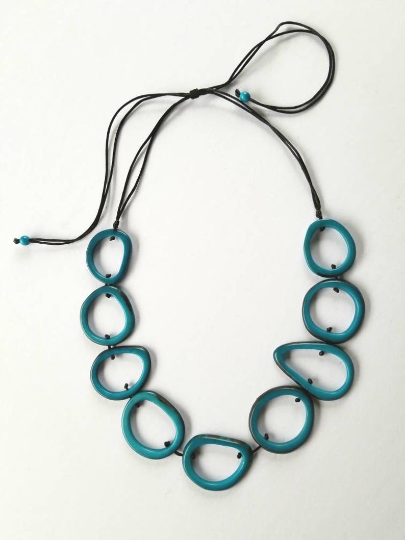 Deep Turquoise Tagua Nut. A Light and Bold Natural Tagua Necklace ...