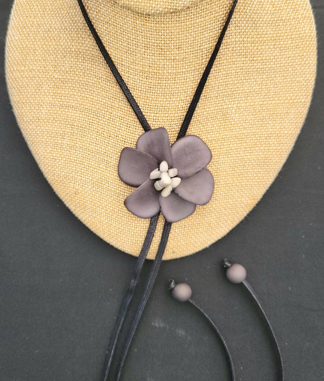 Gray Flower Pendant, Natural Tagua Nut, Bold Sculpted Flower ...