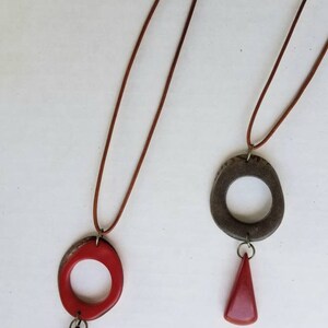 Tagua Nut Pendant. Big, Bold Pendant. Choice of Red or Red and Gray ...