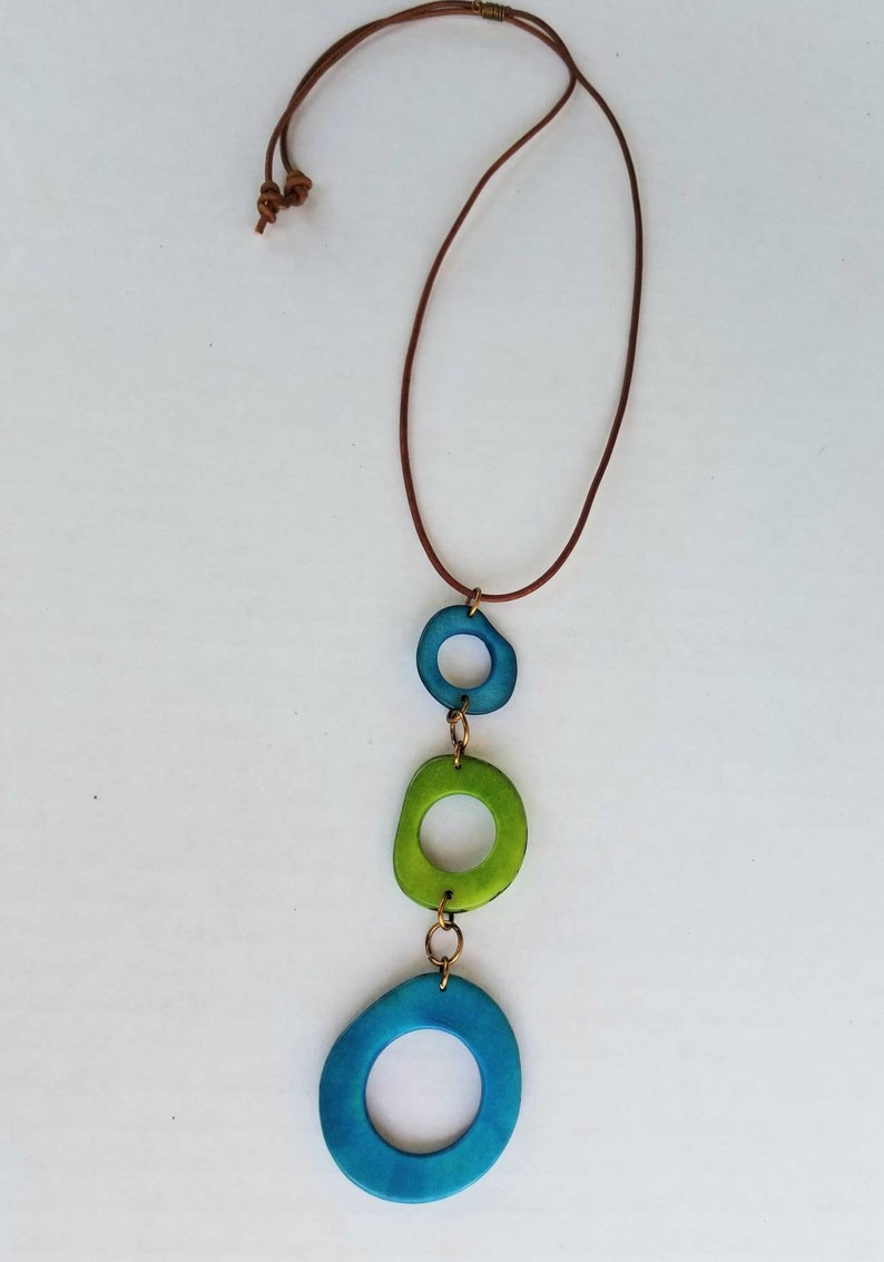 Big Bold Long Pendant. Turquoise and Green Tagua Nut. Large - Etsy