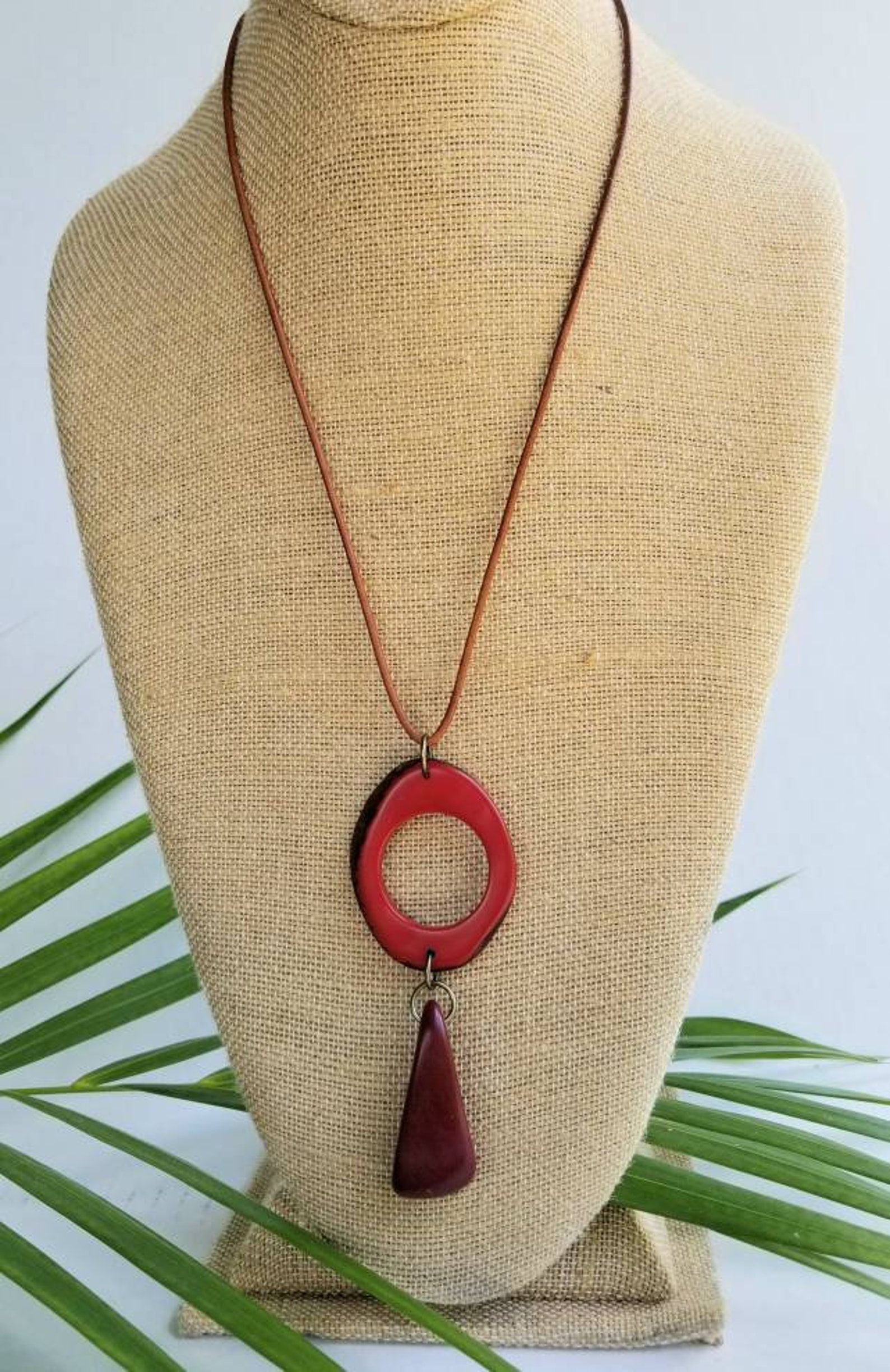 Tagua Nut Pendant. Big, Bold Pendant. Choice of Red or Red and Gray ...
