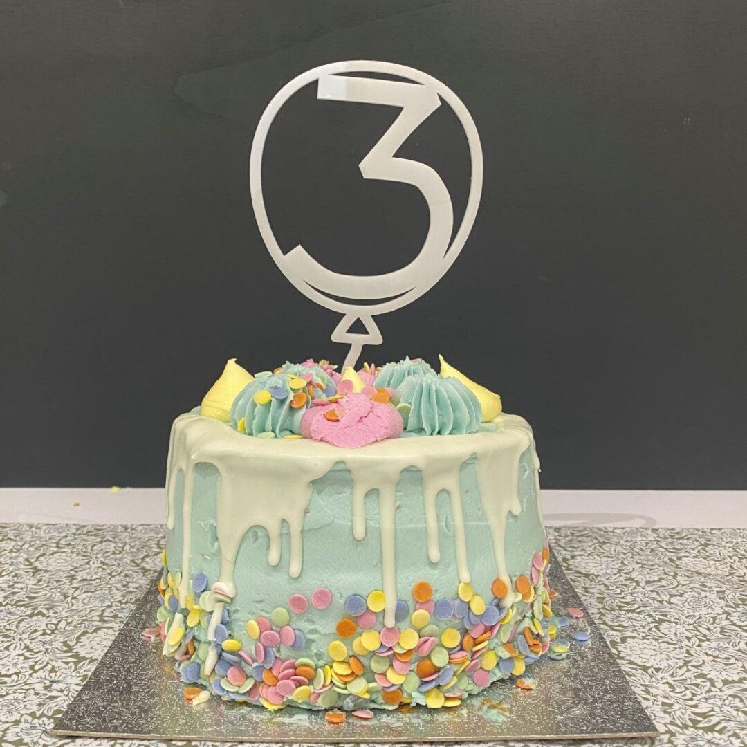 Acrylic Number 3 Cake Topper, 3rd Birthday Balloon Shape Cake Topper ...