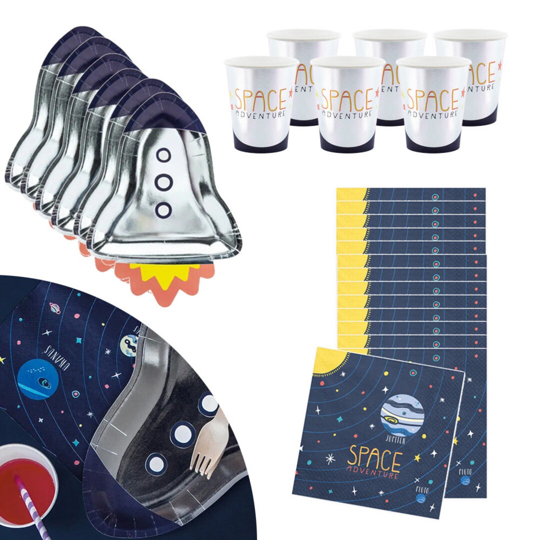 Space Birthday Party Pack for 8, Astronaut Party Plates Cups Napkins ...