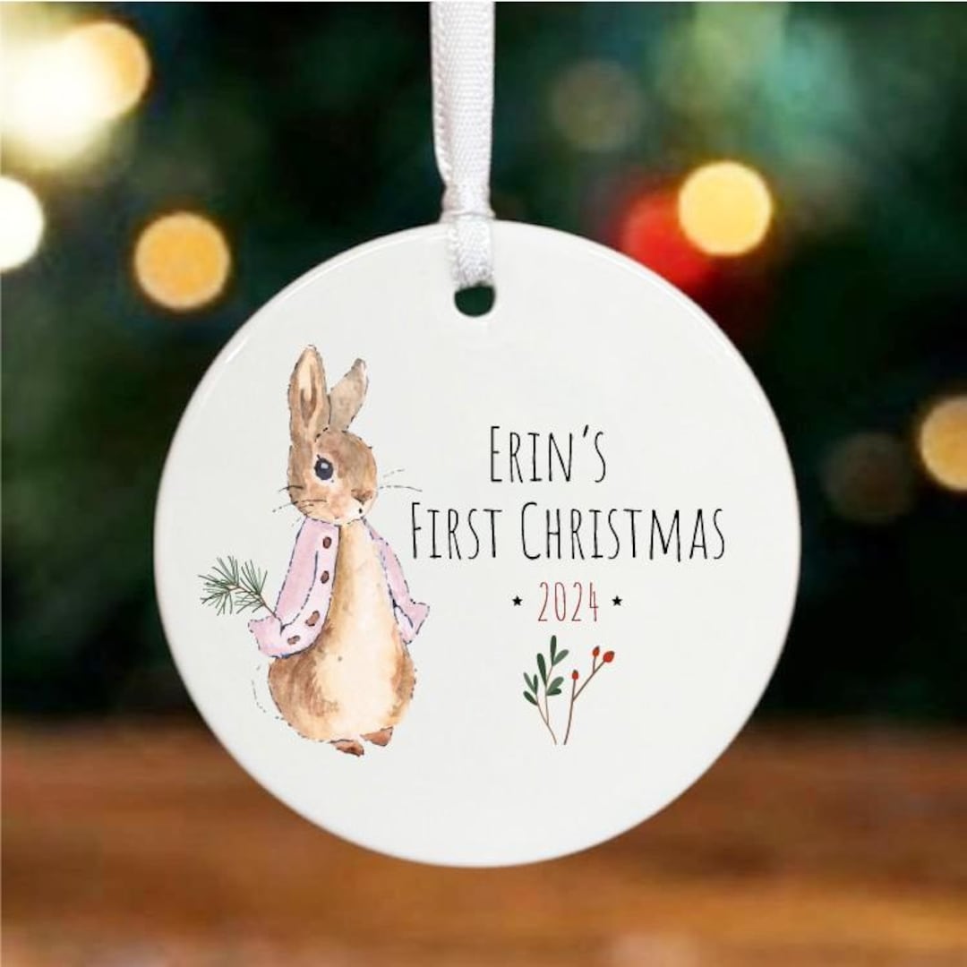 Personalised Flopsy Rabbit 1st Christmas Bauble, Babys First Christmas ...