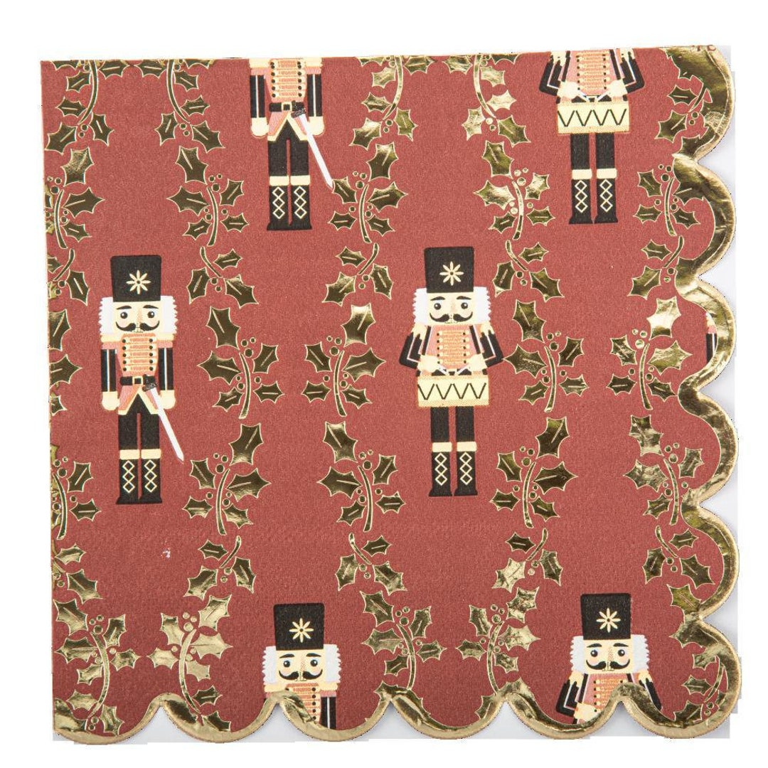 16 Christmas Nutcracker Paper Napkins, Gold Foiled Festive Napkins ...