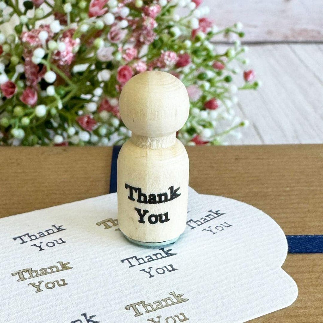 Mini Rubber Stamp Thank You, Ink Stamp for Cards Envelopes, Wooden ...