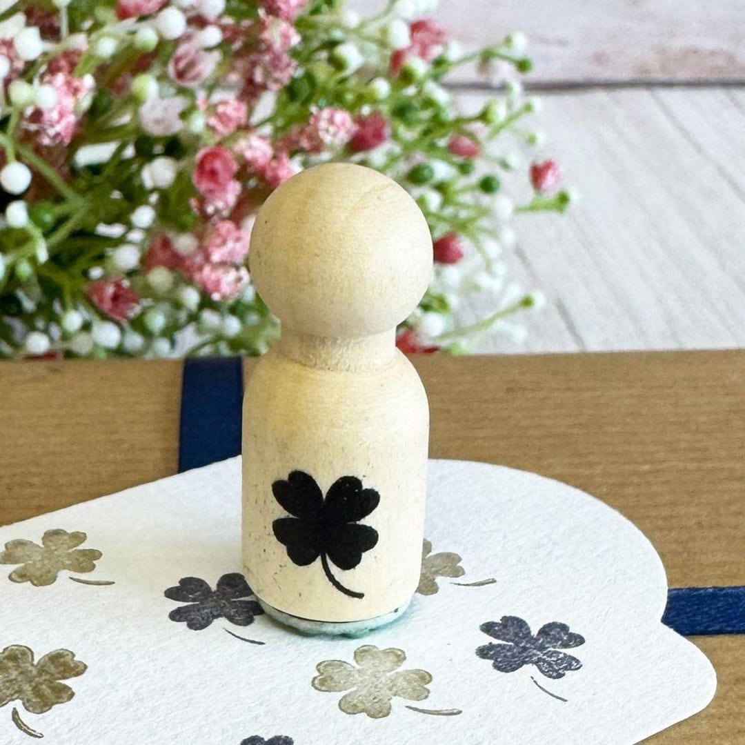 Mini Rubber Stamp Clover Leaf, Ink Stamp for Cards Envelopes Scrapbook ...