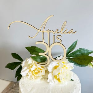 Personalised Wooden Birthday Cake Topper, Name Age Birthday Cake ...