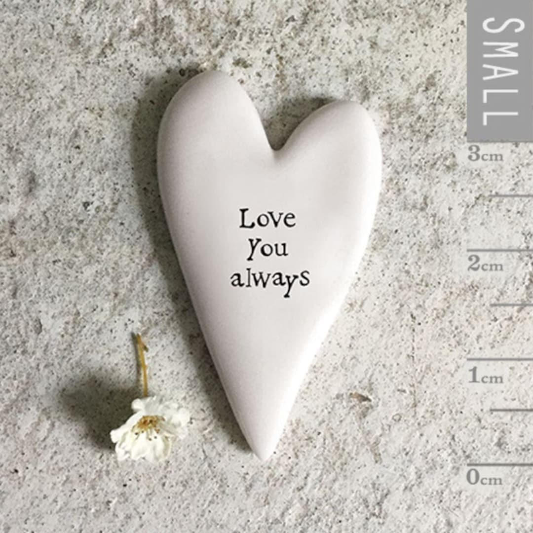 Tiny Porcelain Heart Token With the Words Love You Always, Gift Token ...