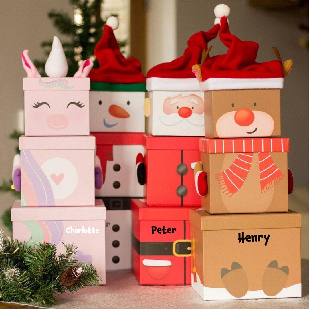 PERSONALISED Stackable Christmas Gift Boxes, Christmas Eve Box, Santa ...