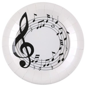10 Music Note Paper Plates, Musical Note Party Tableware, Disco Party ...