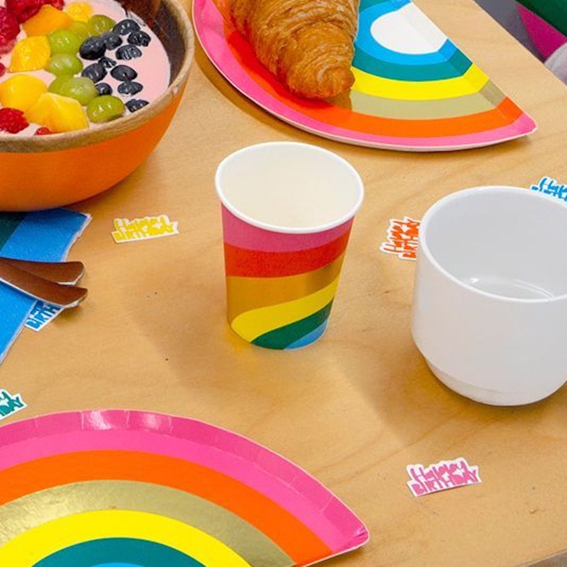 12 Rainbow Plates Birthday Party Plates Bright Rainbow | Etsy UK