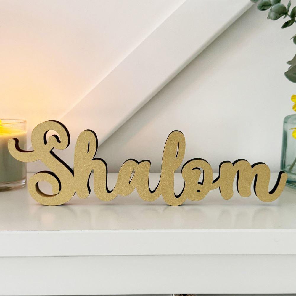 Wooden Shalom Standing Table Sign, Traditional Jewish Party Decoration ...