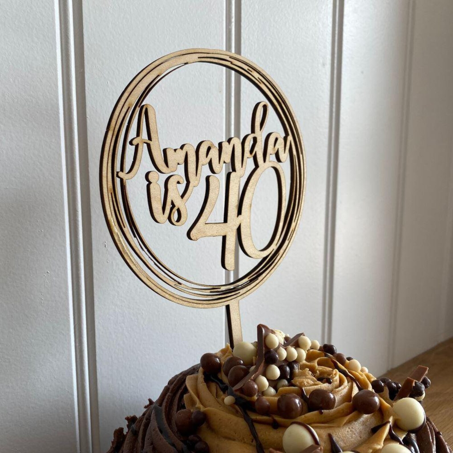 Personalised Wooden Ring Cake Topper Name Age Cake Topper - Etsy