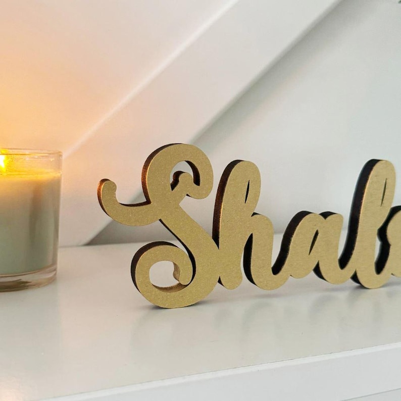 Wooden Shalom Standing Table Sign, Traditional Jewish Party Decoration ...