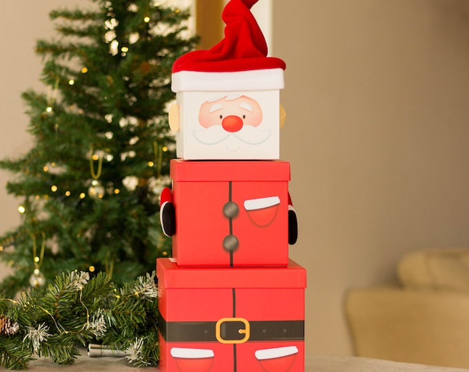 Stackable Santa Christmas Gift Boxes, Nested Christmas Eve Box, Father ...