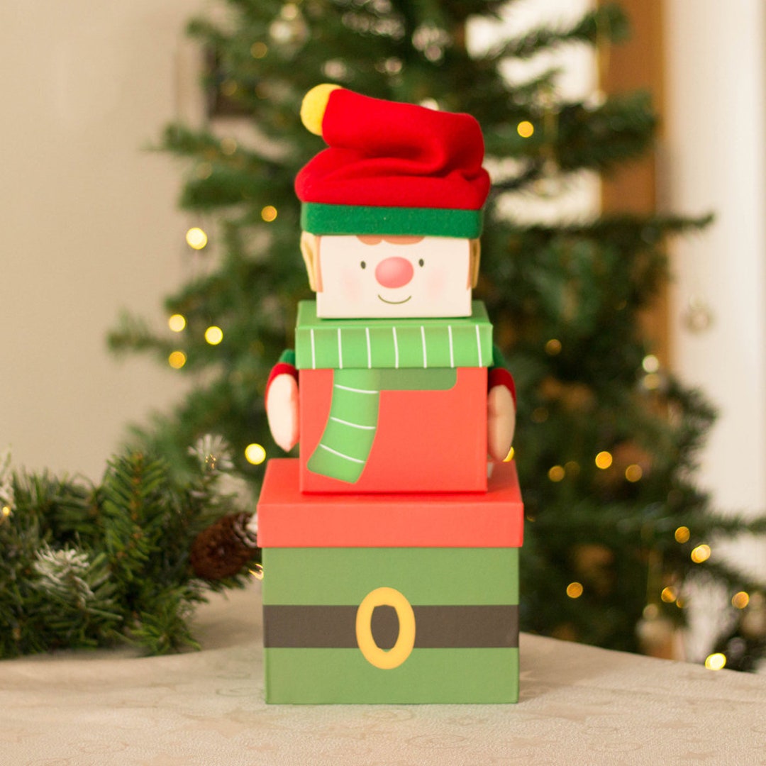 Stackable Elf Christmas Gift Boxes, Nested Christmas Eve Box, Father ...