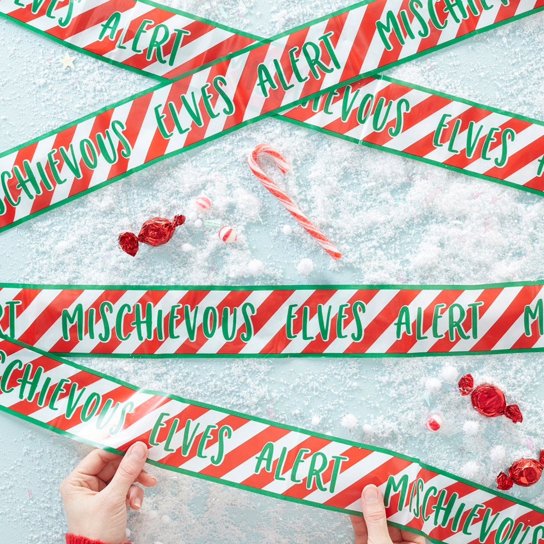 Christmas Elf Caution Tape, Elf Photo Props, Elf Party Decor, Elf Fun ...