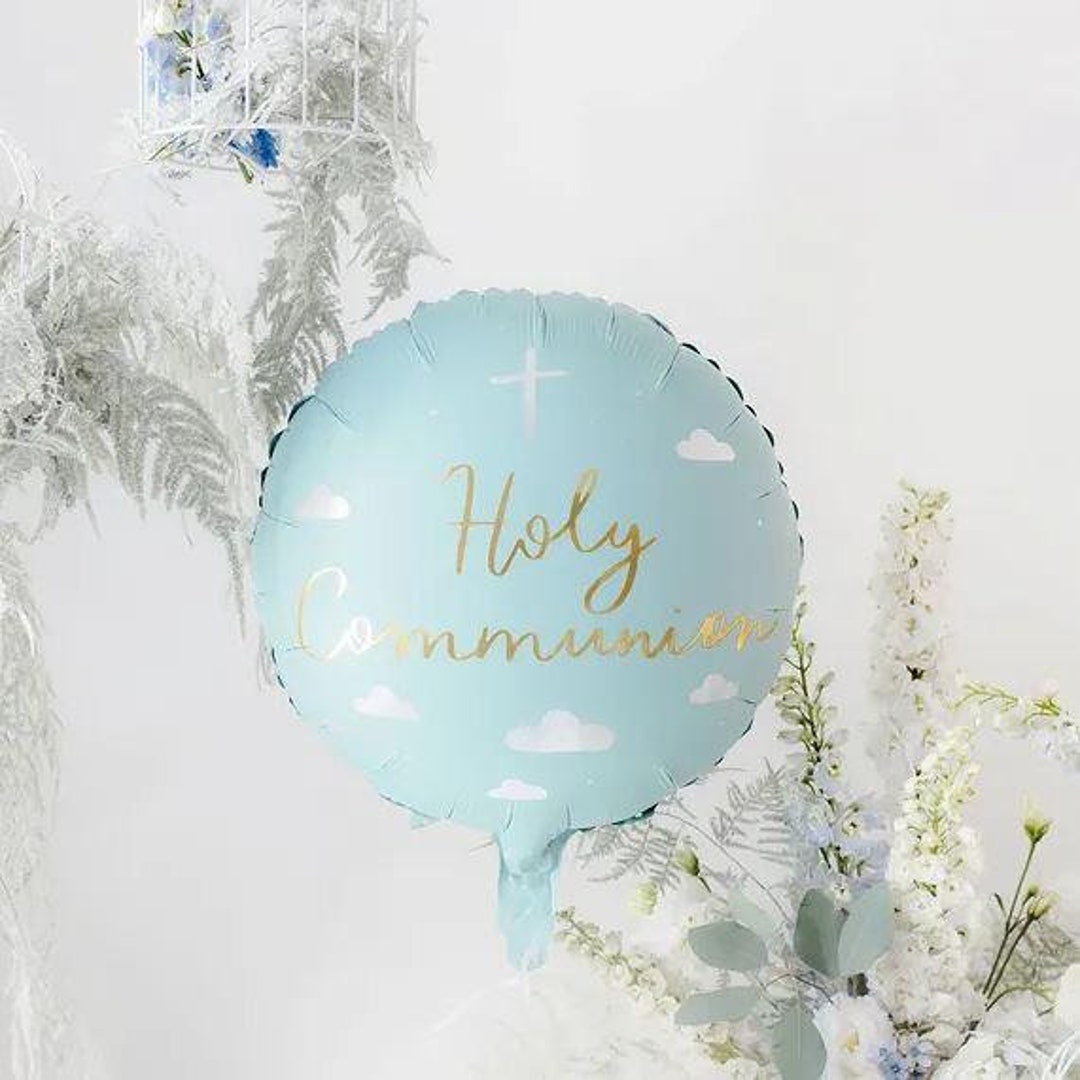 Blue Holy Communion Foil Balloon, Pastel Religious Balloon, Childrens ...