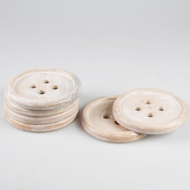 6 Wooden Button Coasters Kitchen Coaster Gift Set Wood - Etsy