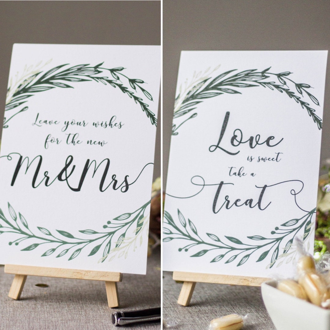 Botanical Wedding Signs A5 With Easel, Guest Book Sign or Sweet Bar ...