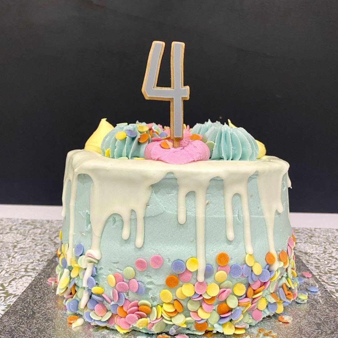 Number 4 Birthday Cake Topper, Wood and Acrylic Cake Decoration, Age ...