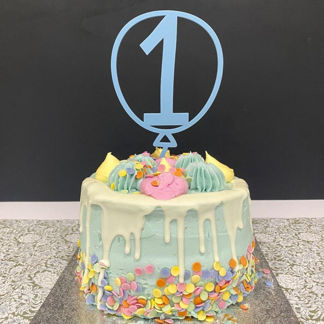Acrylic Number 1 Cake Topper, 1st Birthday Balloon Shape Cake Topper ...