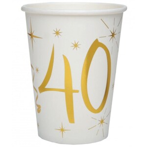 10 Gold 40th Birthday Paper Cups, Age 40 Birthday Party Cups, Gold 40th ...
