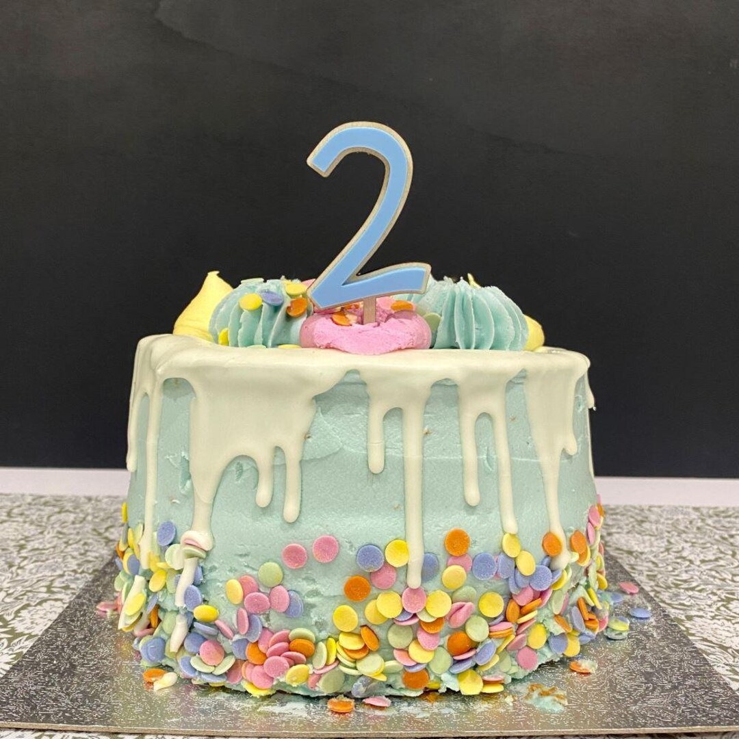 Number 2 Birthday Cake Topper, Wood and Acrylic Cake Decoration, Age ...