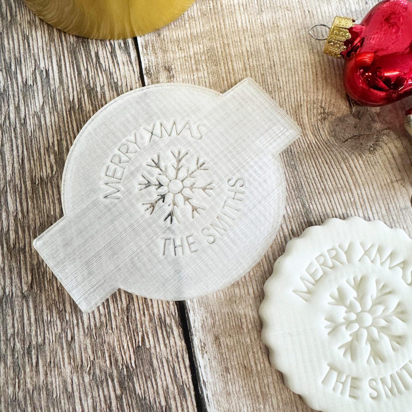 Personalised Merry Christmas Icing Fondant Embosser, Custom Cookie ...