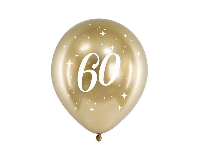 6 Glossy Gold 60th Birthday Party Balloons Gold Birthday - Etsy