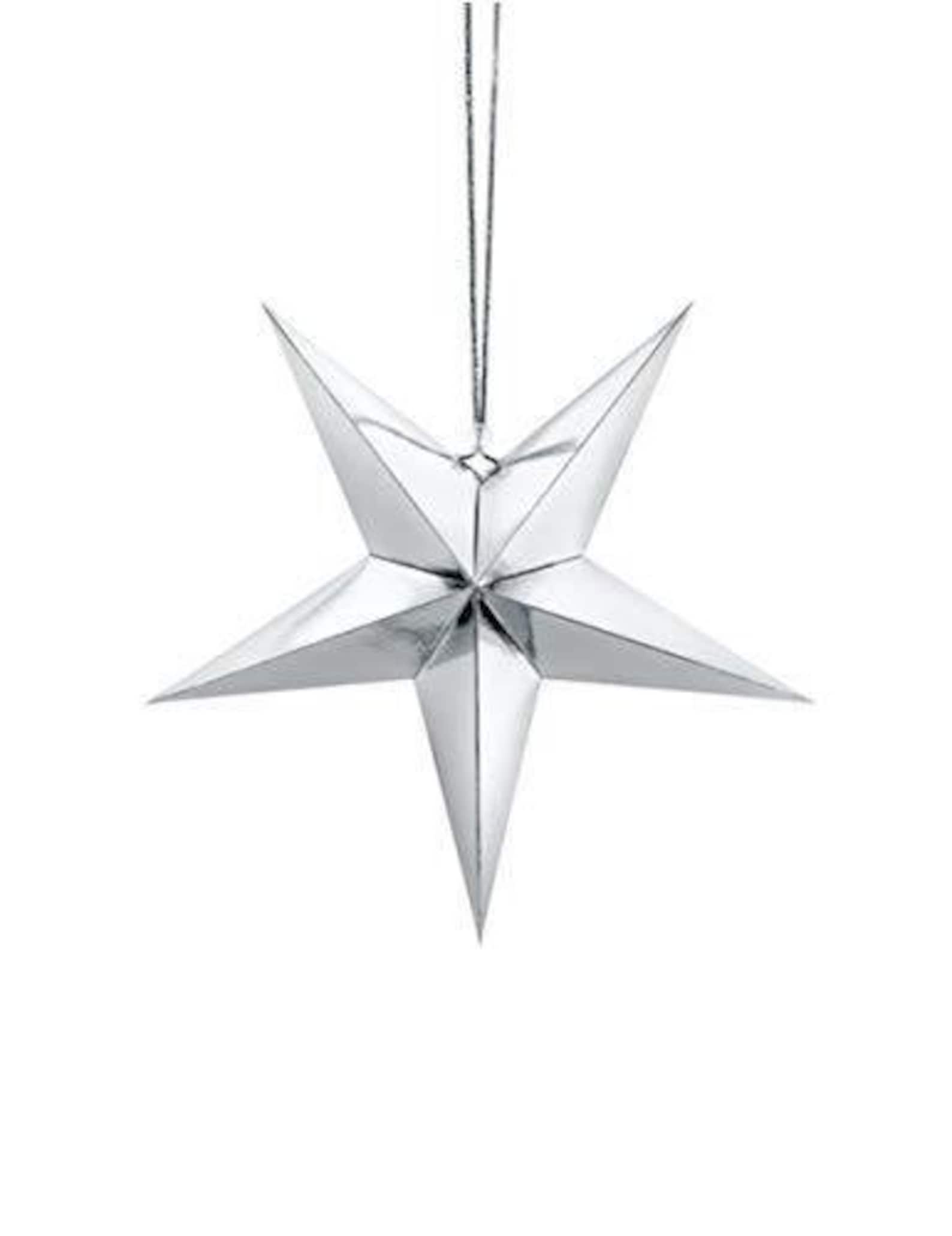 One Silver Paper Hanging Star Decoration Christmas Hanging - Etsy UK