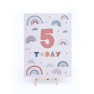 Rainbow 5th Birthday Table Sign, Rainbow Girls Birthday Sign, 5 Today ...