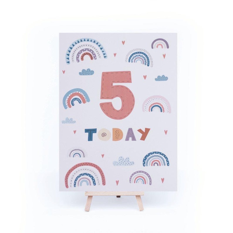 Rainbow 5th Birthday Table Sign Rainbow Girls Birthday Sign - Etsy