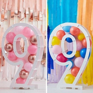 Large Number 9 Balloon Stand, Birthday Table Decoration, Balloon Holder ...