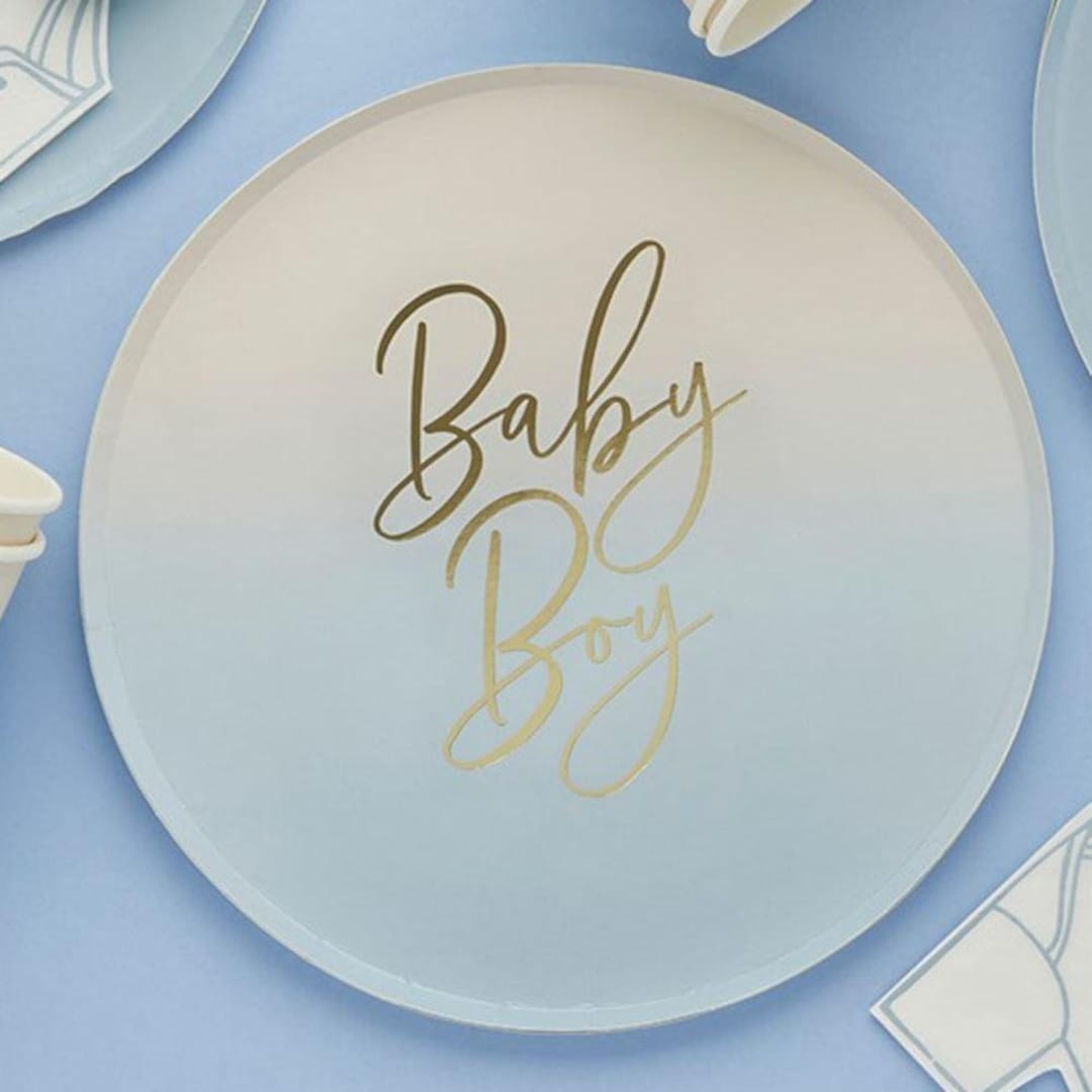 8 Blue Baby Boy Plates, Baby Shower Party, Boy Baby Shower, Blue ...