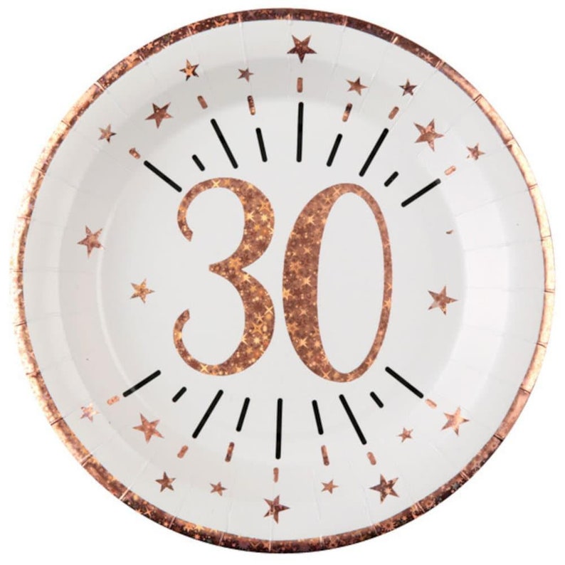 30th Birthday Party Rose Gold 30th Birthday Tableware 30th - Etsy