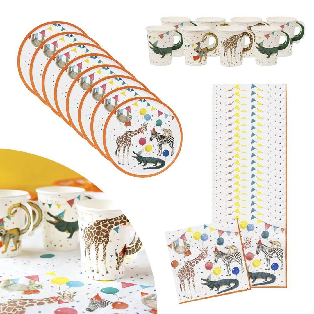 Safari Animal Party Pack for 8 People, Childrens Paper Plates Cups ...