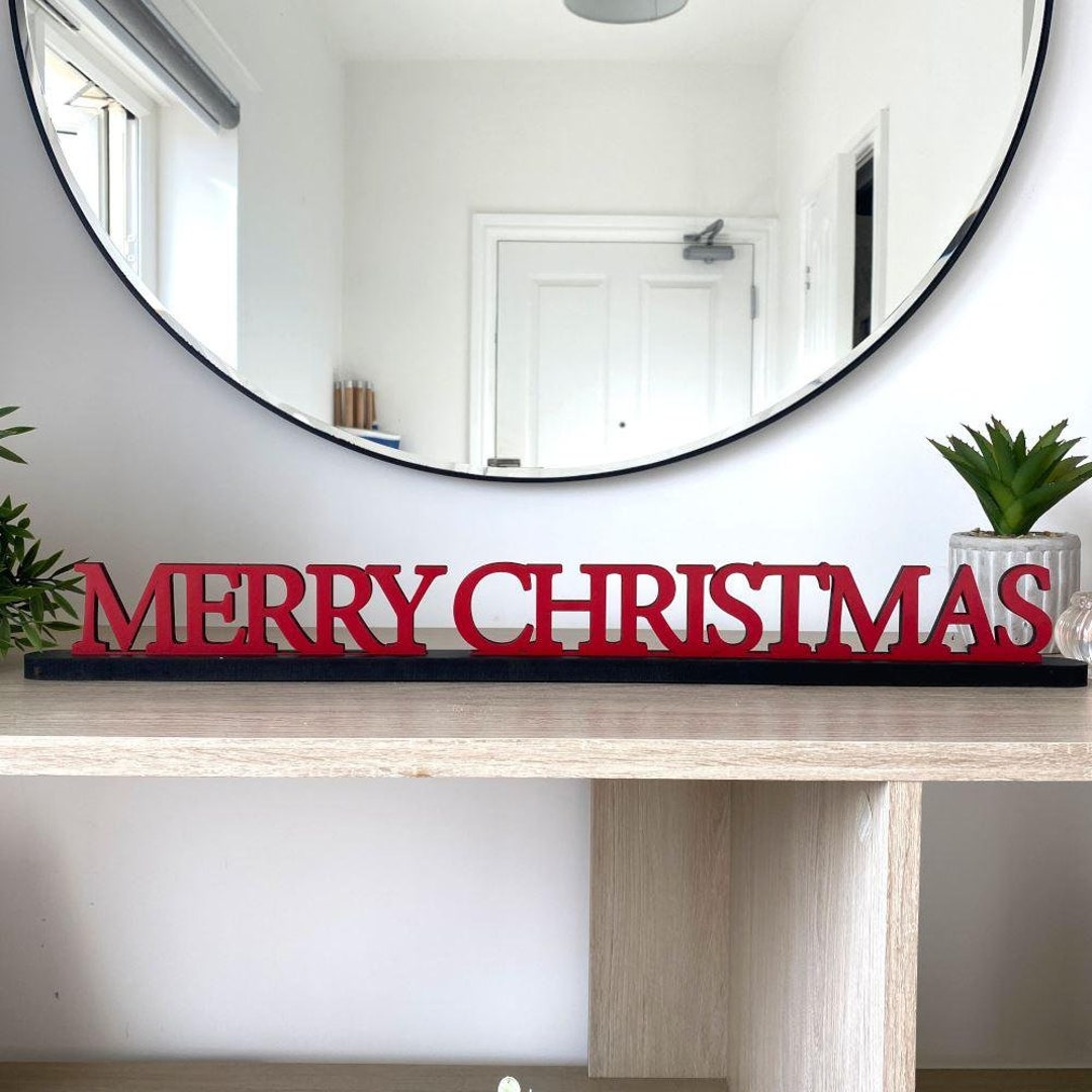 Custom Merry Christmas Sign, Wooden Colour Standing Decoration ...