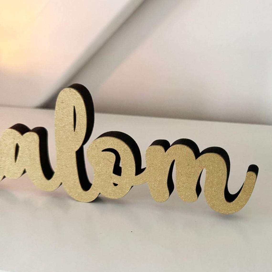Wooden Shalom Standing Table Sign, Traditional Jewish Party Decoration ...