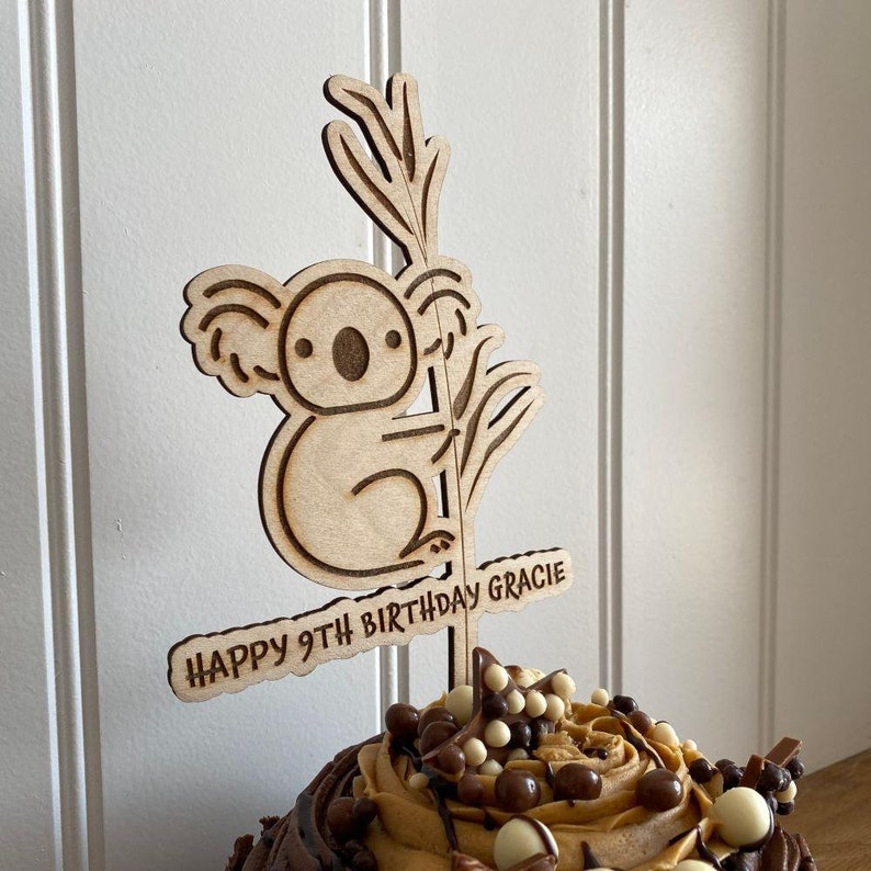 Wooden Personalised Koala Cake Topper Childrens Animal - Etsy