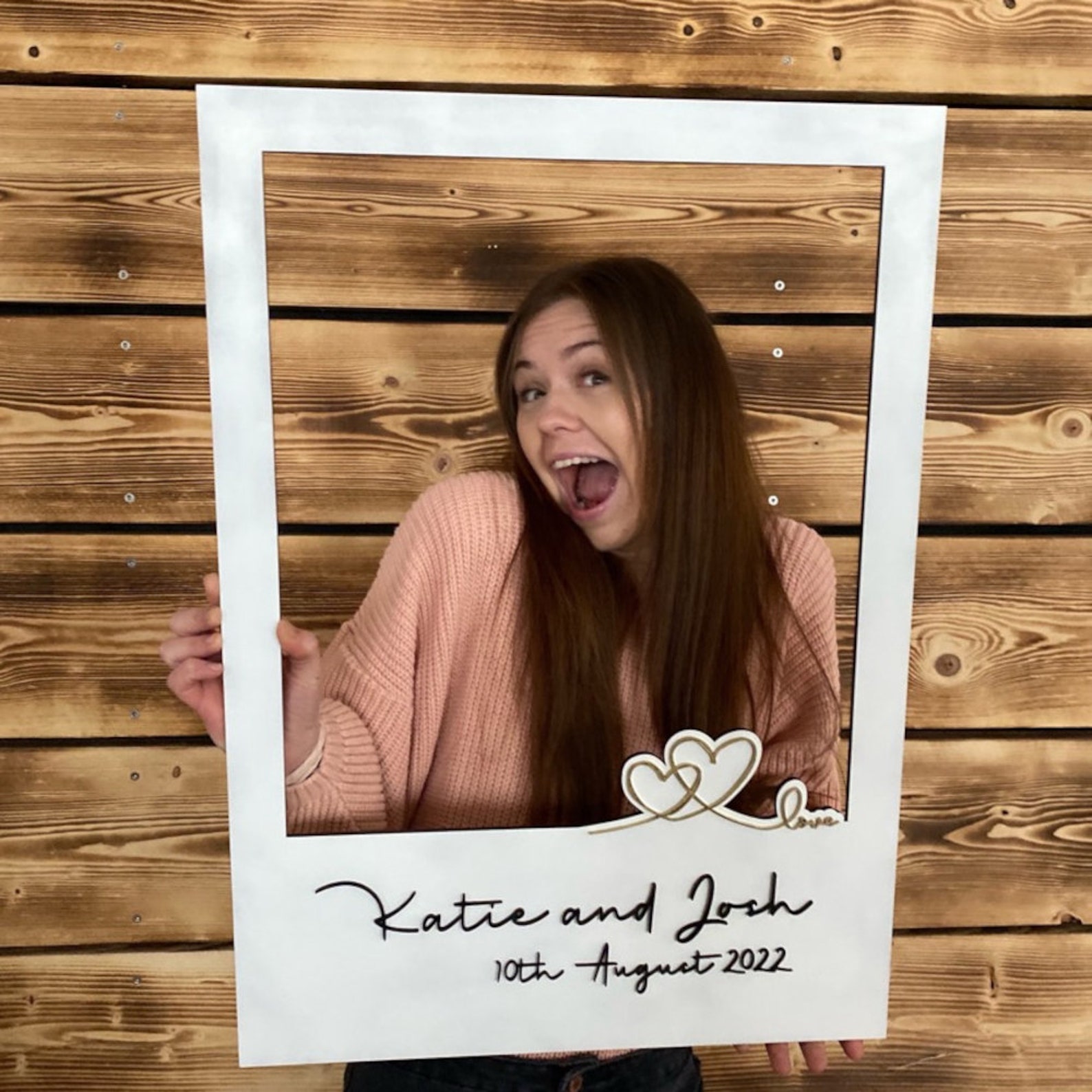 Personalised Wedding Selfie Frame, Wooden Photo Booth Frame, Luxury ...